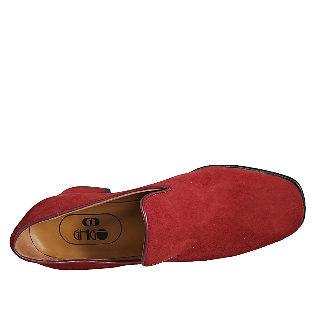 Mocasin pour femmes en daim rouge talon 6