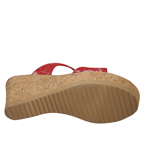 Mule pour femmes avec goujons en daim imprimé rouge, rose et argent ...